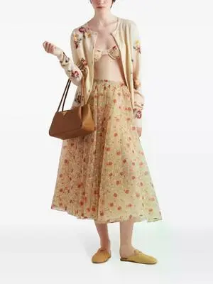 Prada Printed Nylonette Midi Skirt