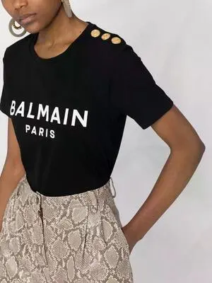 Balmain Logo-print T-shirt With Embossed Buttons