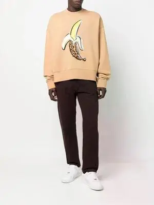 Palm Angels Leopard Banana Print Cotton Sweatshirt