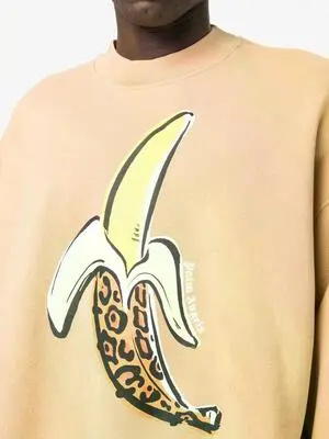 Palm Angels Leopard Banana Print Cotton Sweatshirt