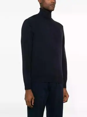 DELL'OGLIO Roll-neck Wool Blend Jumper - Blue