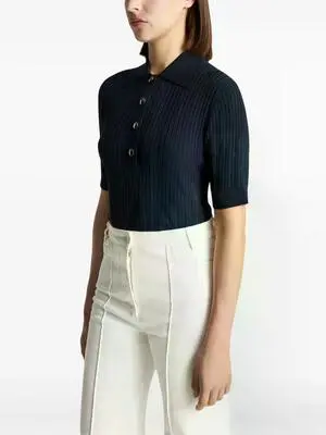 Fusalp Vela Ribbed Knit Polo Top - Blue