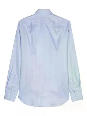 Canali Geometric-pattern Cotton Shirt - Blue