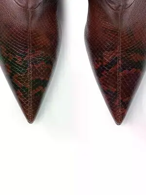 SCAROSSO Barbara Python Print Leather Boots - Brown
