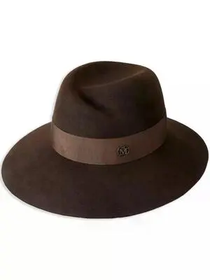 MAISON MICHEL Virginie Logo-plaque Detail Wool Fedora - Brown