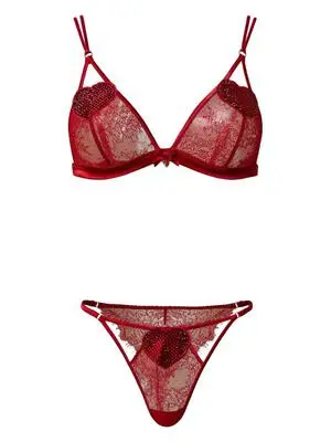 TWINSET Lace Triangle Bra And Briefs Set - Red
