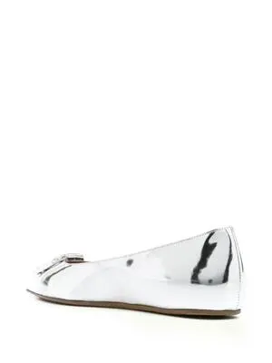 Amina Muaddi Metallic-leather Ballet Flats - Silver
