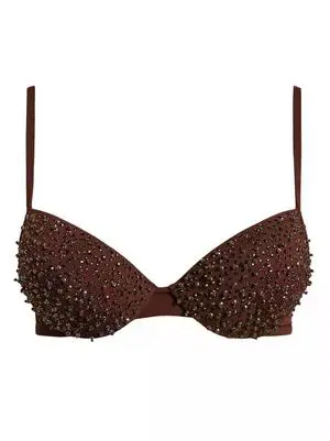 TWINSET Embroidered Push-up Bikini Top - Brown