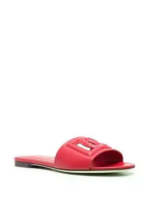 Dolce & Gabbana Dg Logo Leather Slides