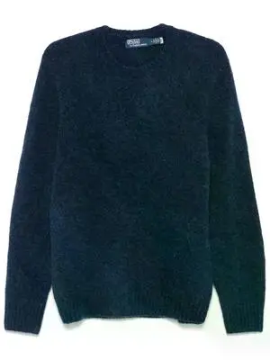 Polo Ralph Lauren Ribbed Knit Sweater With Suede Elbow Patches - Blue