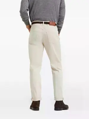 Brunello Cucinelli Beige Stretch-cotton Straight-leg Trousers - Neutrals