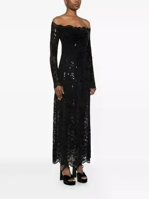 Rabanne Sequin-embroidered Lace Maxi Dress - Black