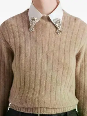 Prada Cropped Re-cashmere Sweater - Neutrals