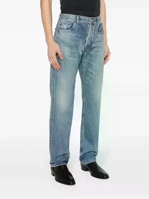 Saint Laurent Stonewashed Distressed Straight Jeans