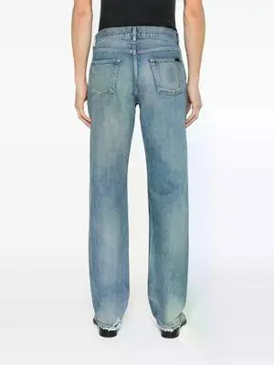 Saint Laurent Stonewashed Distressed Straight Jeans