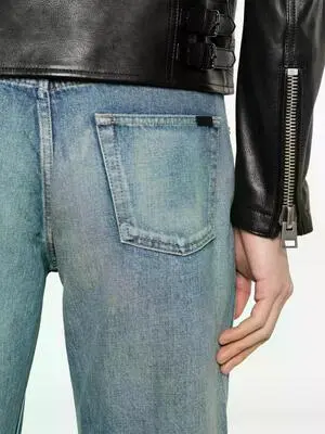 Saint Laurent Stonewashed Distressed Straight Jeans
