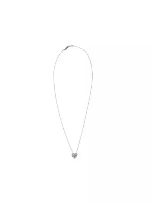 SUZANNE KALAN 18kt White Gold Small Angel Diamond Heart Necklace - Silver