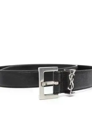 Saint Laurent Logo-plaque Leather Belt