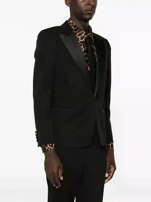 Saint Laurent Tuxedo Jacket In Grain De Poudre - Black