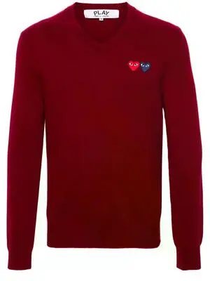 Play Comme Des Garcon Heart-patch Wool Jumper - Red