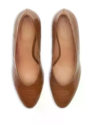 SCAROSSO Deva 50mm Crocodile-effect Pumps - Brown