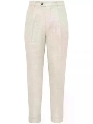 Brunello Cucinelli Slub-textured Trousers - Neutrals