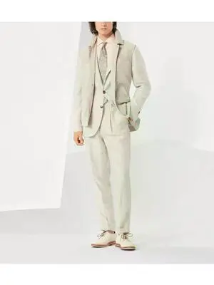 Brunello Cucinelli Slub-textured Trousers - Neutrals