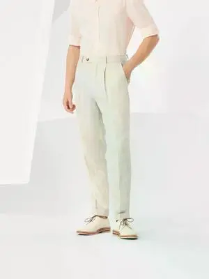Brunello Cucinelli Slub-textured Trousers - Neutrals
