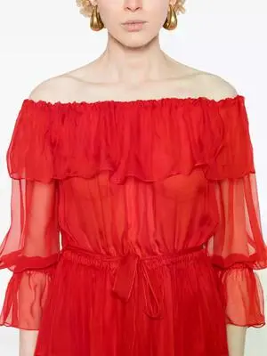 Gucci Off-shoulder Silk Mini Dress