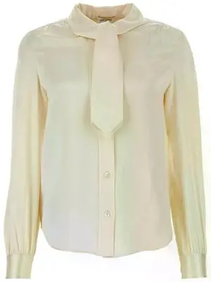 Saint Laurent Lavallière-neck Silk-satin Blouse