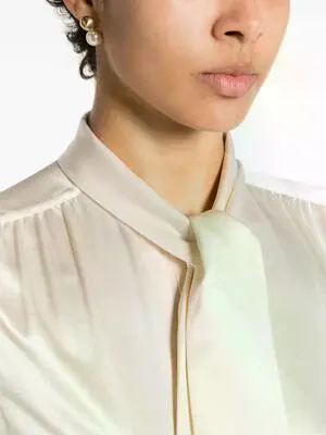 Saint Laurent Lavallière-neck Silk-satin Blouse