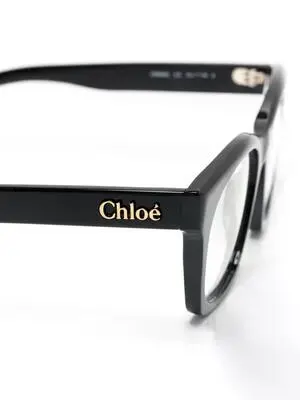 Chloé Logo-embossed Square-frame Glasses - Black