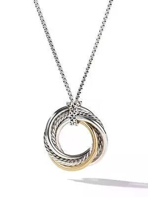 David Yurman 14kt Yellow Gold And Sterling Crossover Pendant Necklace - Silver
