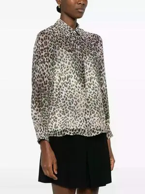 Max Mara Valzer Leopard Print Silk Shirt