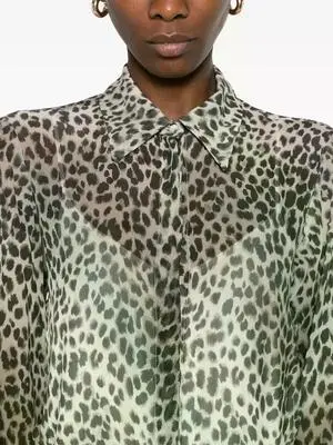 Max Mara Valzer Leopard Print Silk Shirt