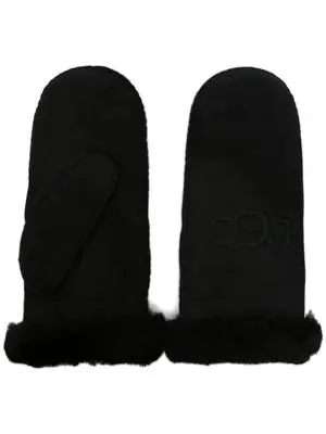 UGG Logo-embroidered Shearling Mittens - Black