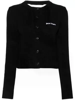 Palm Angels Logo-embroidered Cropped Cardigan