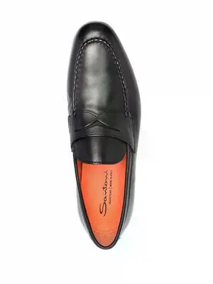 Santoni Leather Penny Loafers