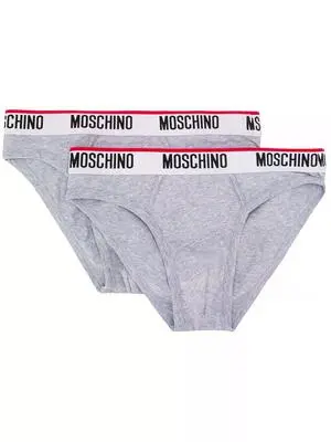 Moschino Twin-pack Logo Band Briefs - Grey