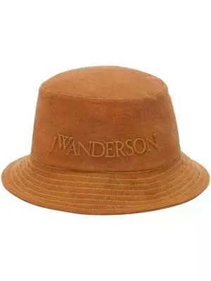 JW Anderson Logo-embossed Cotton Bucket Hat - Brown