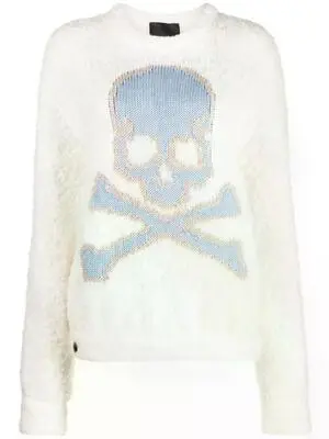 Philipp Plein Skull & Bones Knitted Jumper - Neutrals