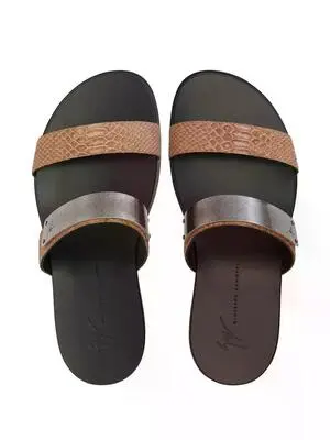 GIUSEPPE ZANOTTI Ignazio Double-strap Slide Sandals - Brown