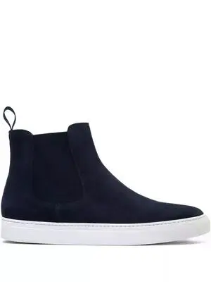 SCAROSSO Leather Slip-on High-top Sneakers - Blue