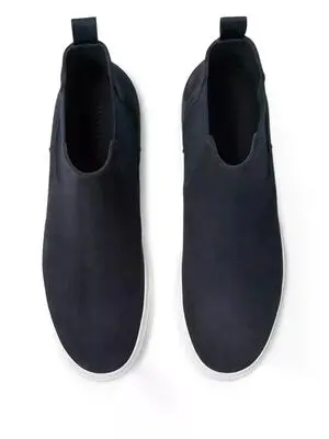 SCAROSSO Leather Slip-on High-top Sneakers - Blue
