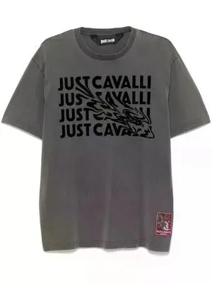Just Cavalli Flocked-logo T-shirt