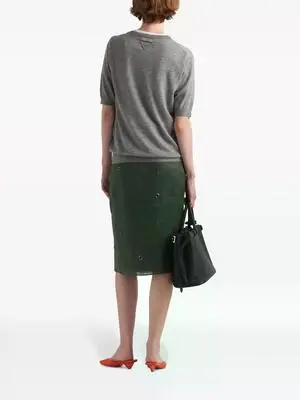 Prada Triangle-logo Cashmere Knitted Top - Grey