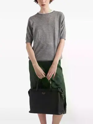 Prada Triangle-logo Cashmere Knitted Top - Grey