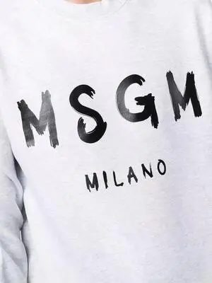 MSGM Logo-print Crew Neck Sweatshirt - Grey