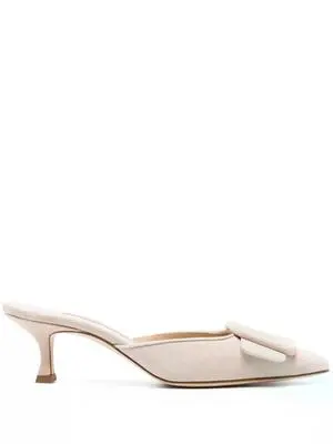 Manolo Blahnik Maysale 50mm Suede Pumps - Neutrals
