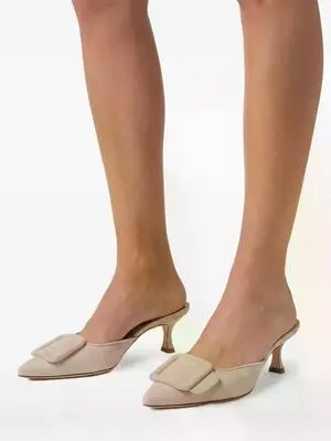 Manolo Blahnik Maysale 50mm Suede Pumps - Neutrals